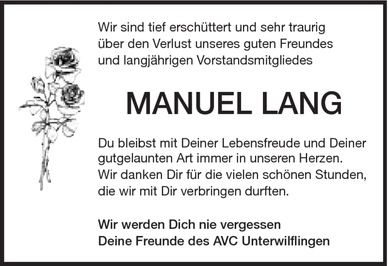 Traueranzeigen von Manuel Lang | OstalbTrauer