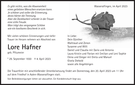 Gedenkkerzen von Lore Hafner | OstalbTrauer