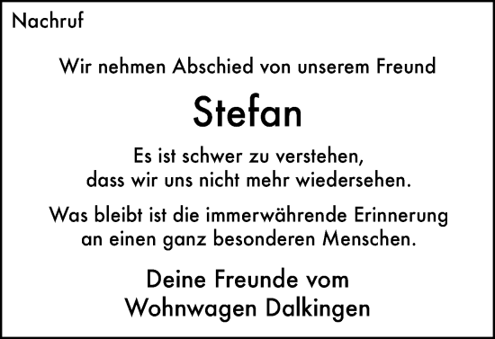 Traueranzeigen von Stefan Erhard | OstalbTrauer Traueranzeigen von Stefan Erhard | OstalbTrauer